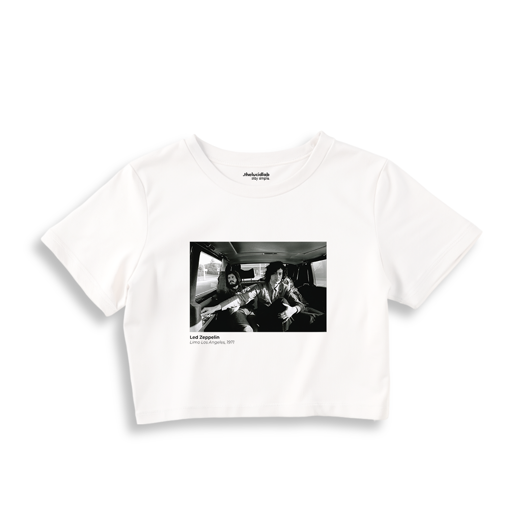 Led Zeppelin Limo Los Angeles 1971 Siyah Beyaz Fotoğraf Pamuklu Crop ...