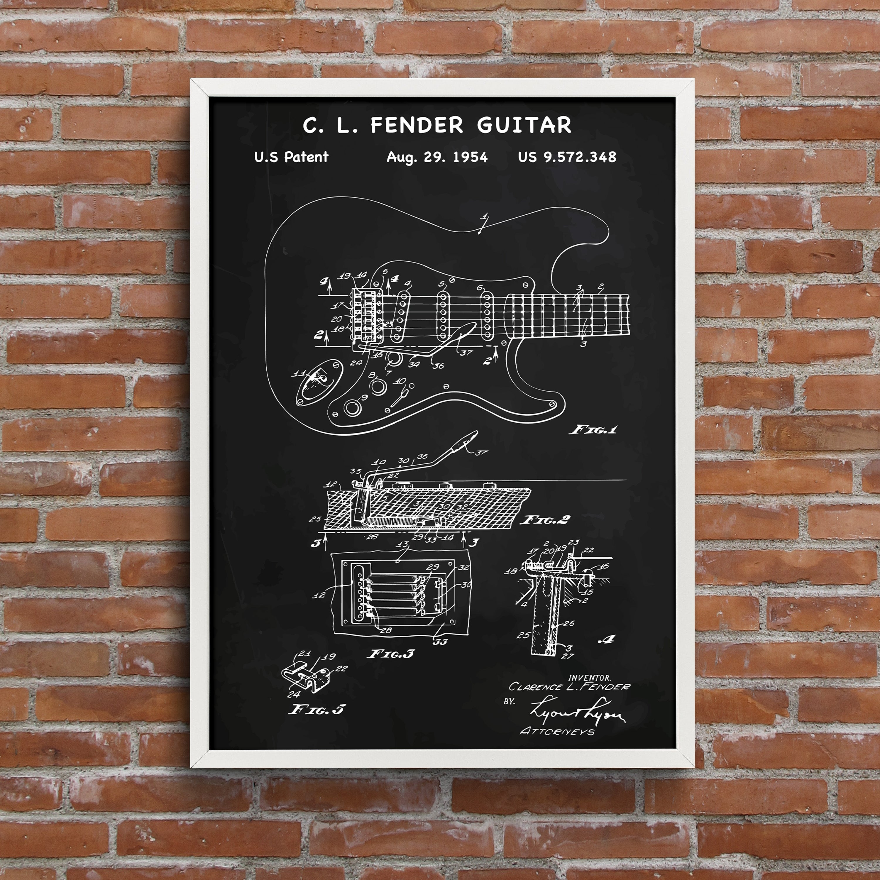 Fender Stratocaster Gitar v2 Chalkboard Poster – thelucidlab