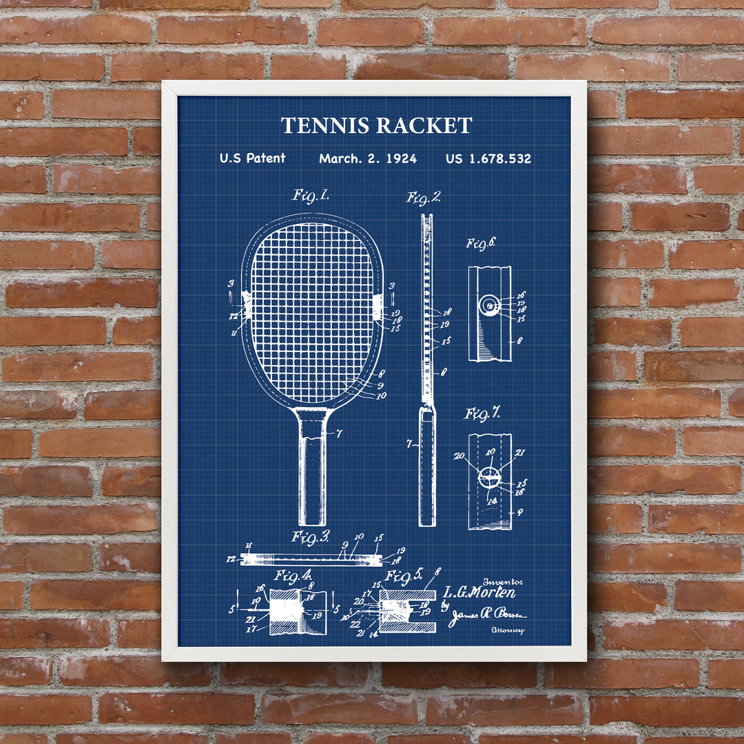 Tennis Racket Blueprint Poster – thelucidlab