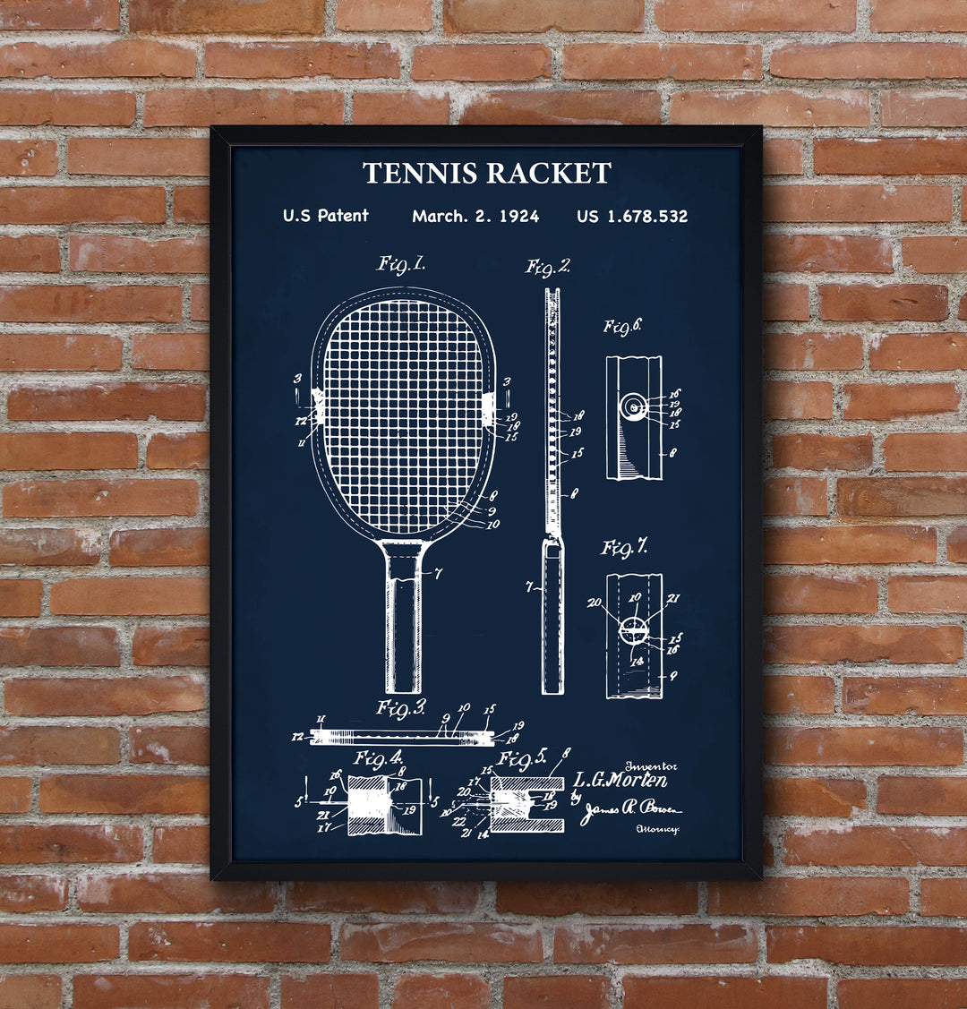 Tennis Racket Navy Blue Poster – thelucidlab