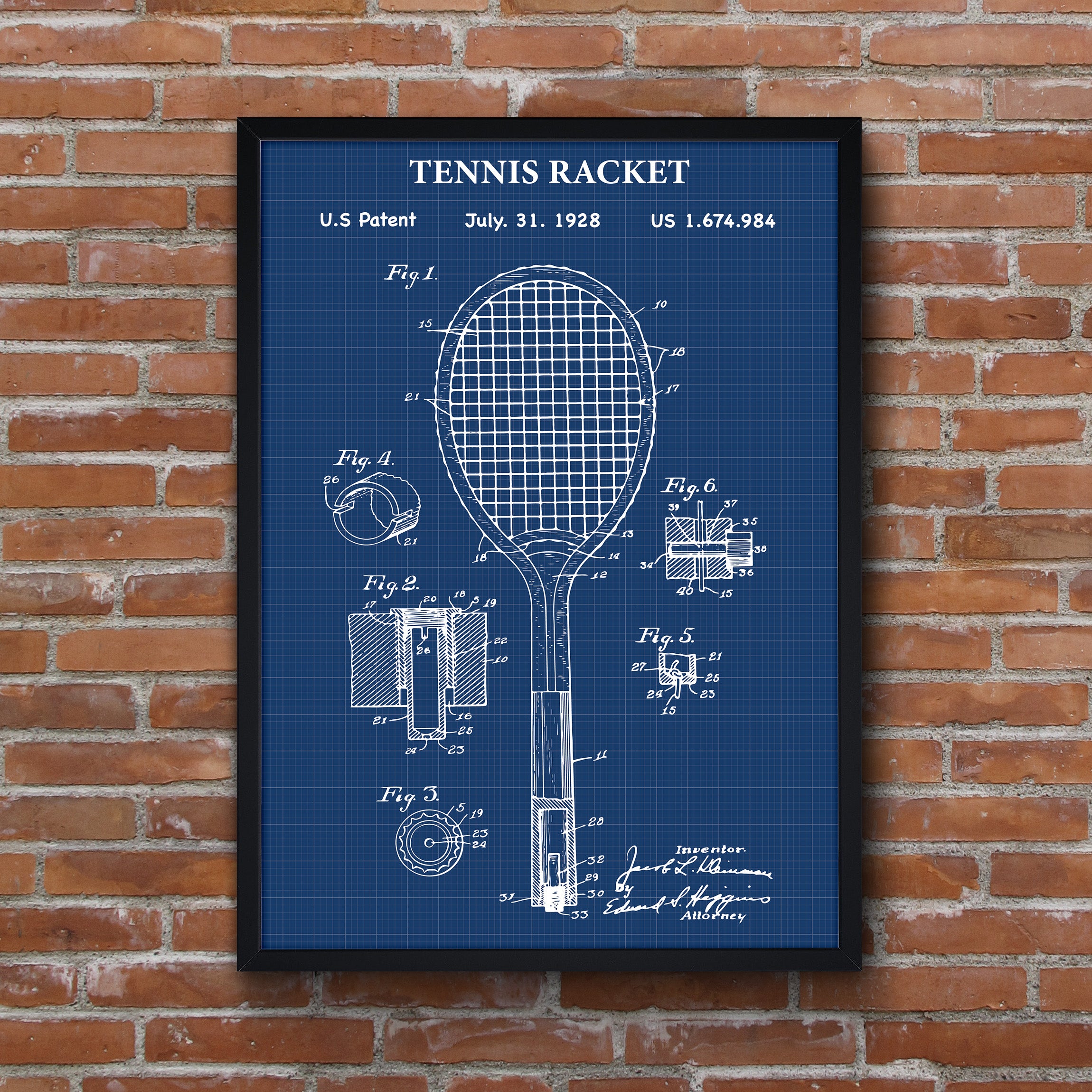 Tennis Racket Blueprint Poster v2 – thelucidlab